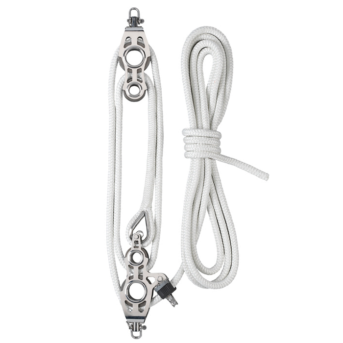 Stainless Steel Uni-Body Fiddle Block Set w/ Rope by U.S. Rigging